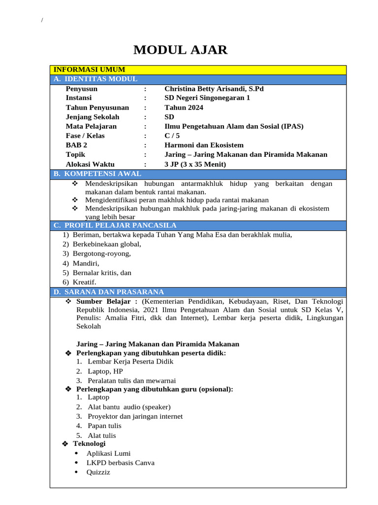Modul Ajar Ipas Print | PDF