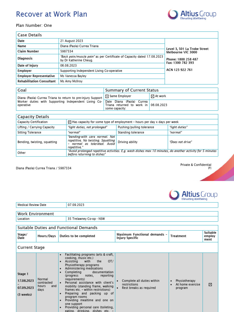 Recover at Work Plan 1 PC MTsignature | PDF