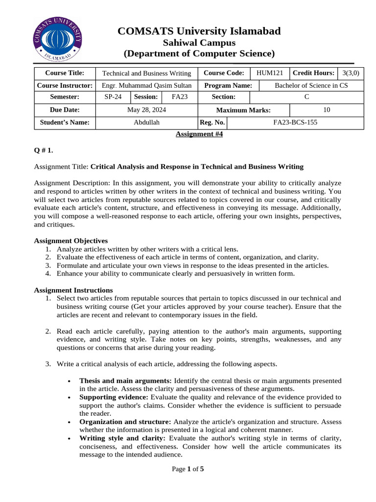 Assignmnet No 4 TBW | PDF