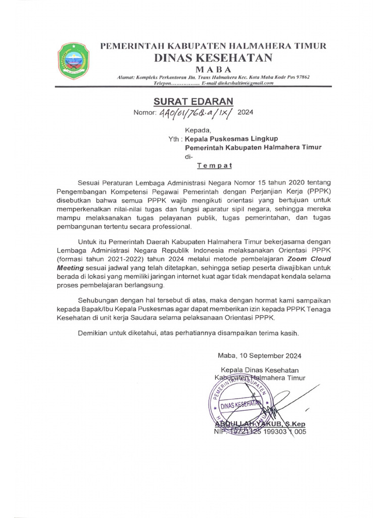 Surat Edaran Dinas Kesehatan | PDF