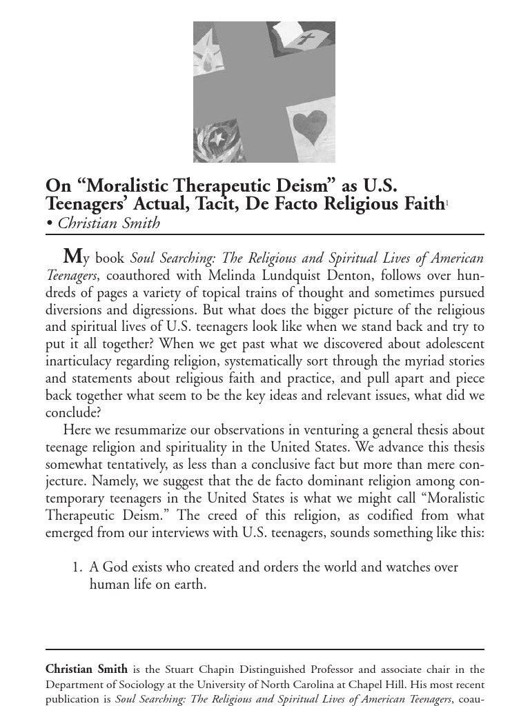 Moralistic Therapudic Deism by Christian Smith | Deism | God