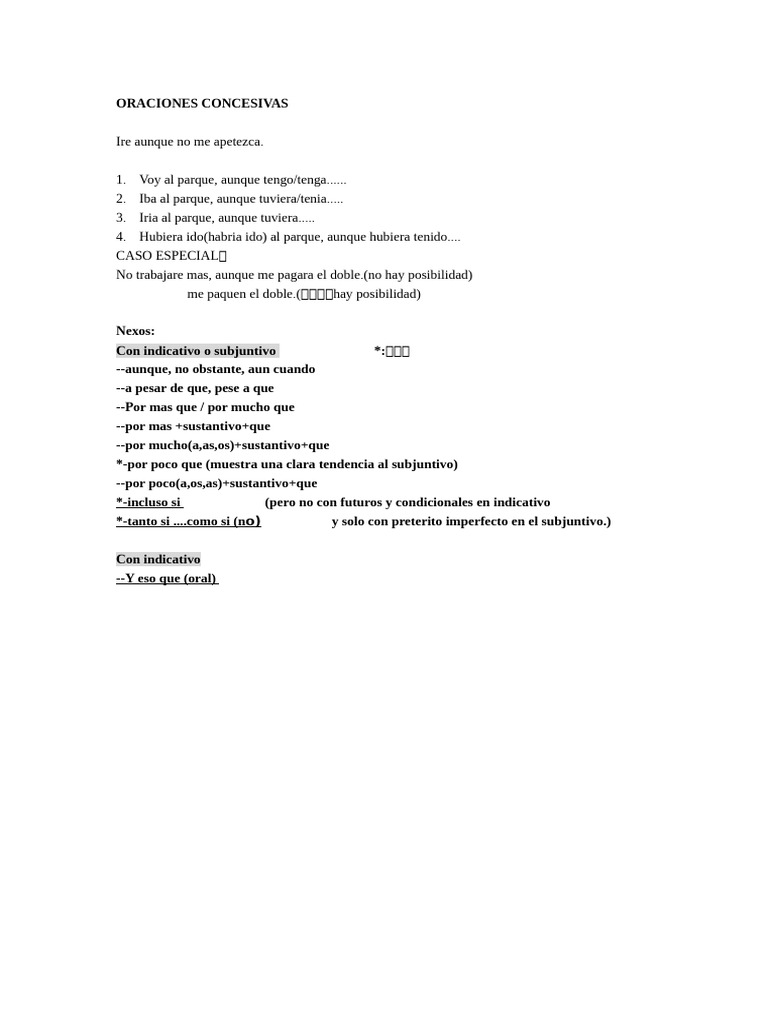 Oraciones Concesivas | PDF