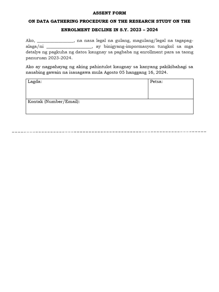 Filipino Assent Forms | PDF