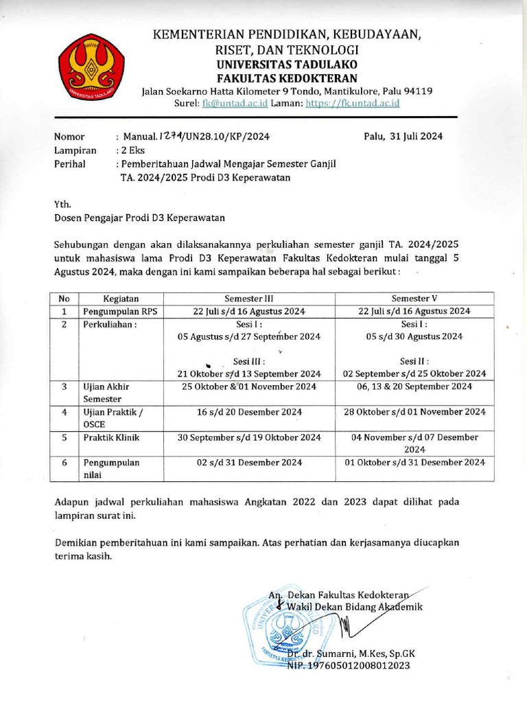 Jadwal Semester 5 20241 | PDF