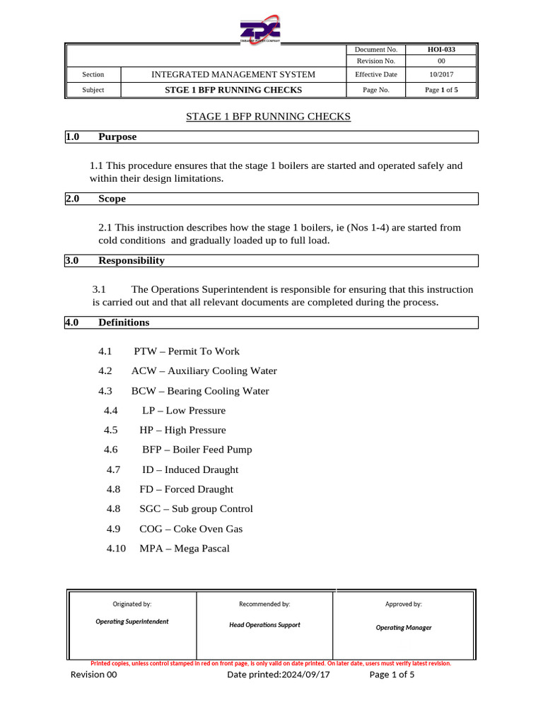 033) Stage 1 BFP Running Checks | PDF