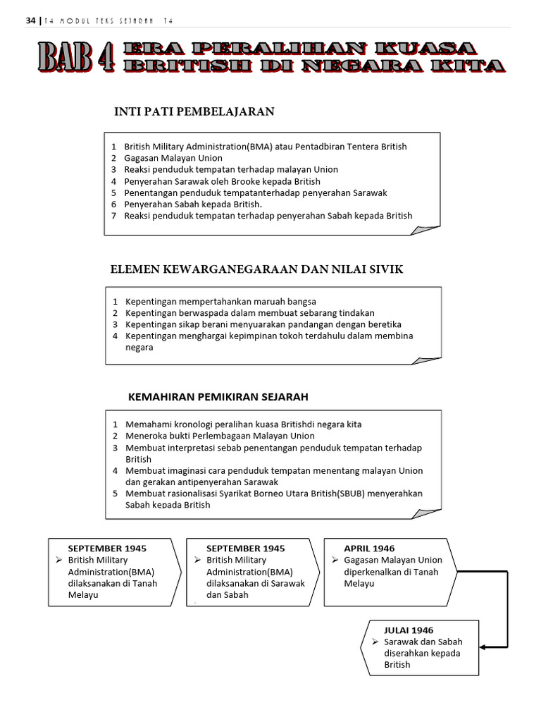 Bab 4 - Nota Sejarah Tingkatan 4 (Taw) (Sab) | PDF