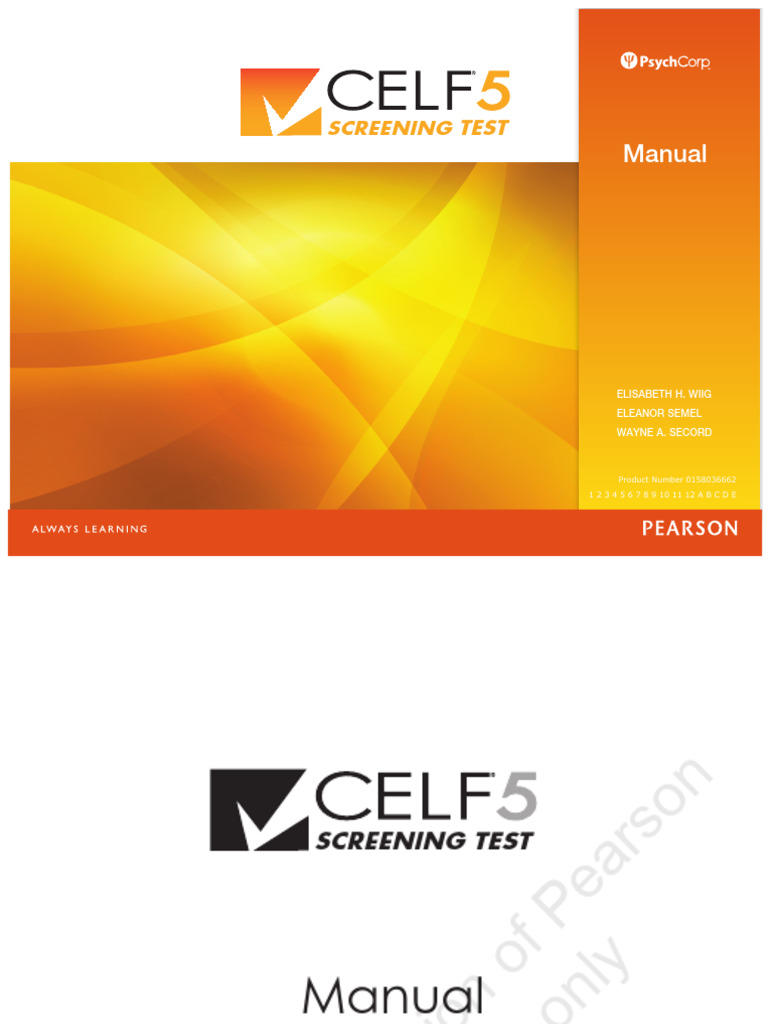 CELF 5 Screening Test Manual | PDF