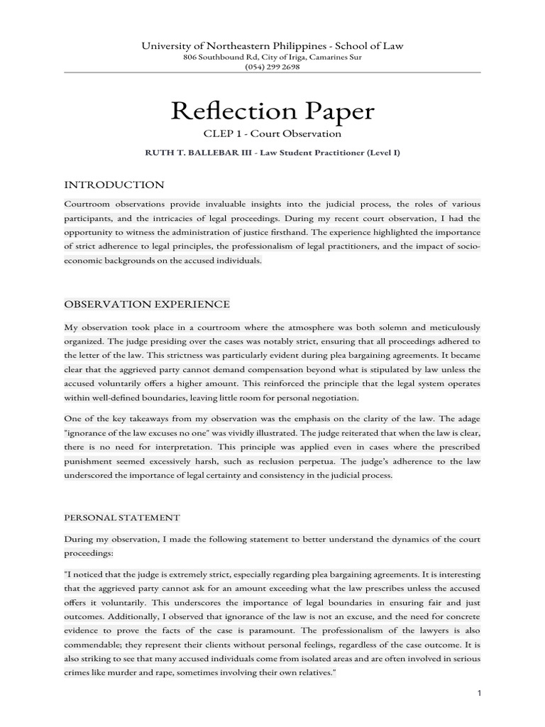 Reflection Paper Template (1) | PDF