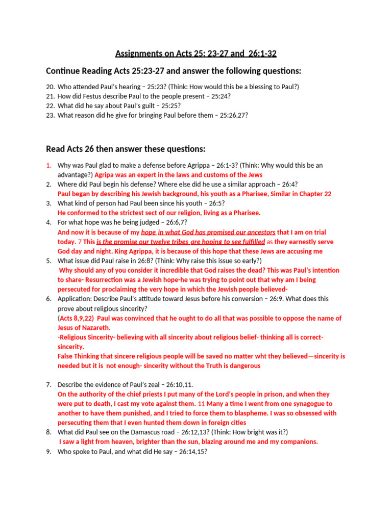 Assignments on Acts 26-TGIF | PDF