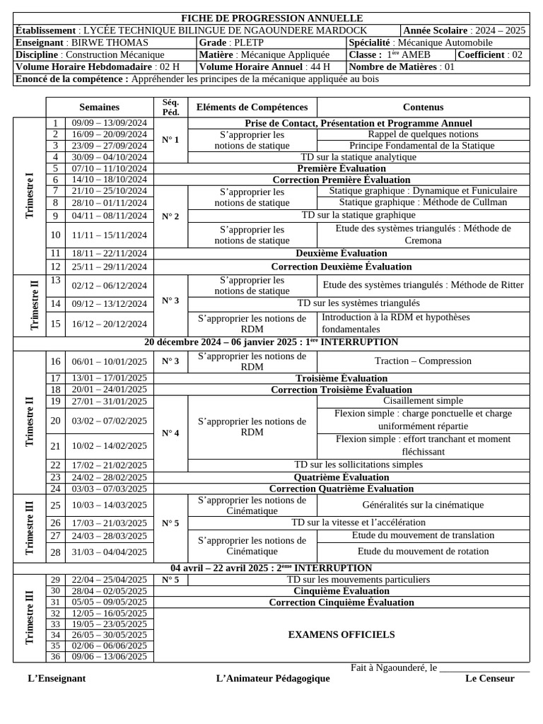 Progression 1ère AMEB | PDF