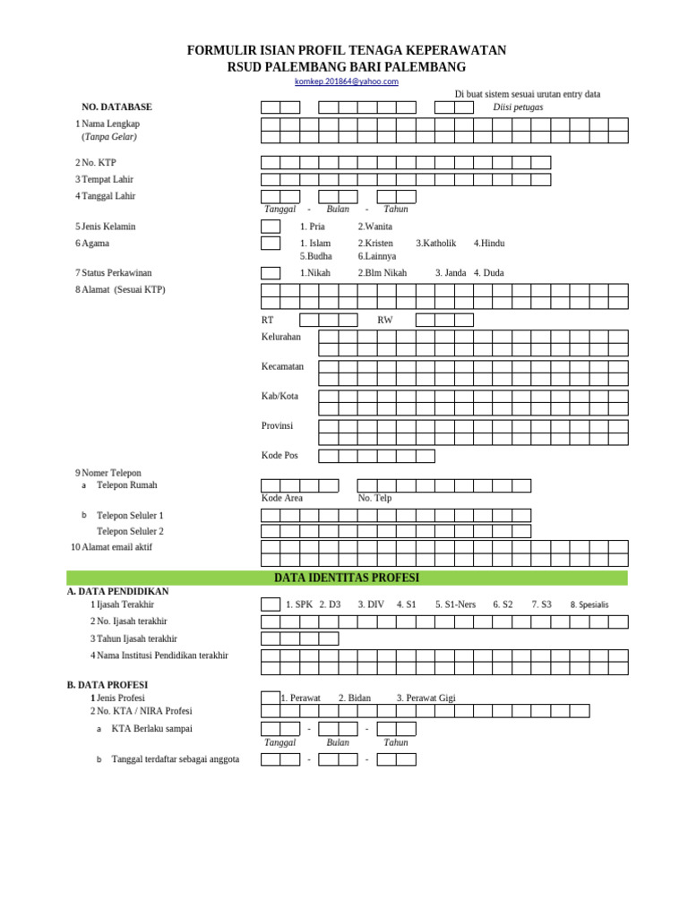 5.2. FORM ISIAN e-DATA PROFIL PERAWAT | PDF