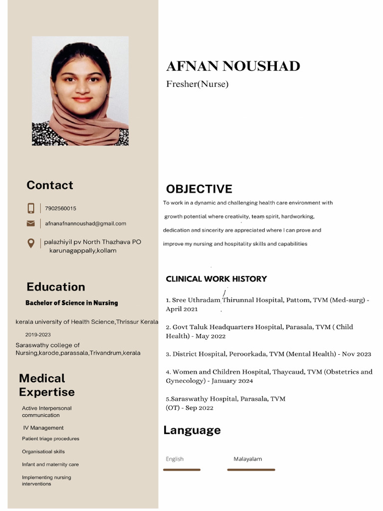 Afnan Noushad CV PDF | PDF