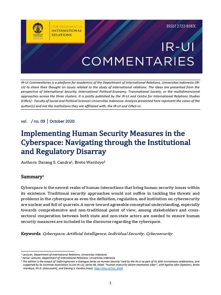ToPublish Vol1.no9 Human-inSecurity-in-Cyberspace Oct20 02 | PDF ...