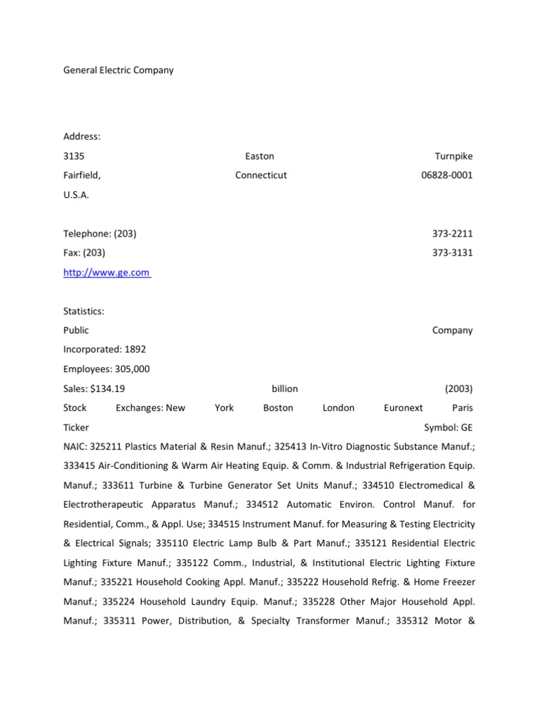 General Electric Company History | PDF | General Electric | Rca