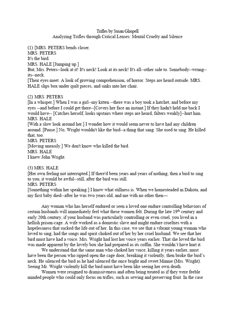 Trifles: Silence and Mental Cruelty | PDF