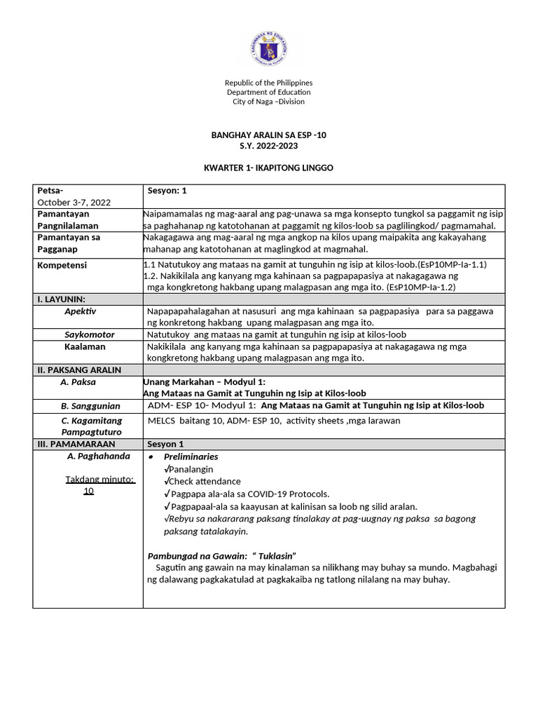 ESP10-week7 - Mafel Edradan | PDF | Self-Improvement | Science ...