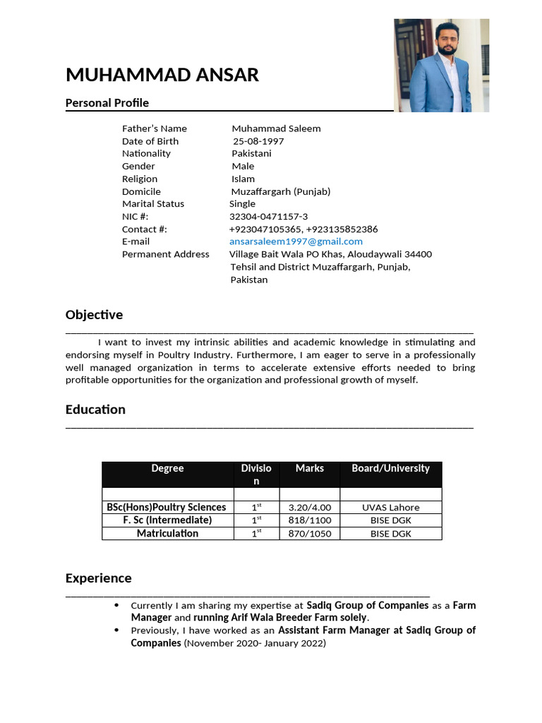 Muhammad Ansar CV | PDF