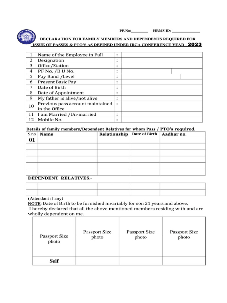 Family Declaration 2023 | PDF