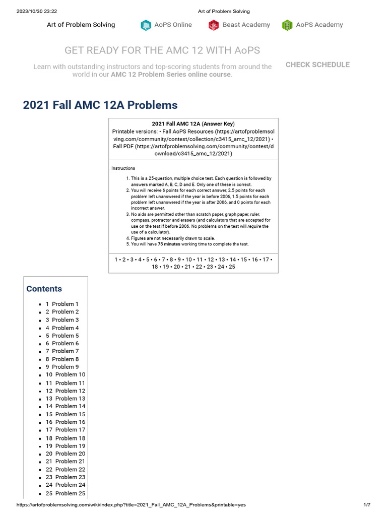 Amc12 2021 Fall A | PDF