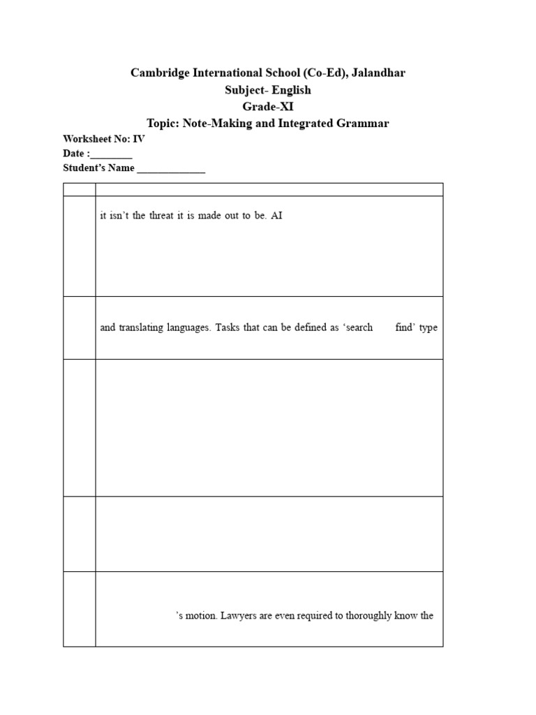 Grade-XI Practice Worksheet-4 English (2024-25) | PDF