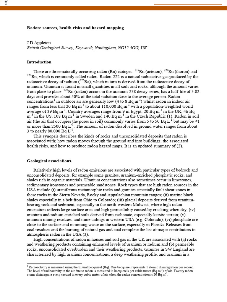 Radon Risks and Mapping Guide | PDF | Gamma Ray | Radioactive Decay