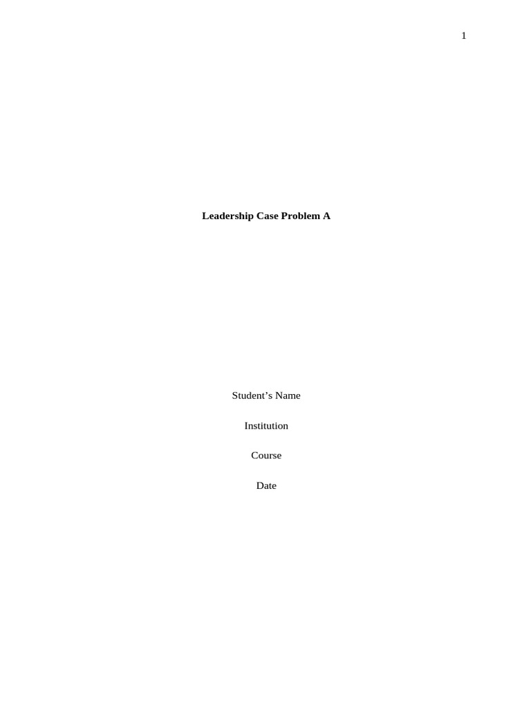 Chapter 10 Case Study (A or B) | PDF