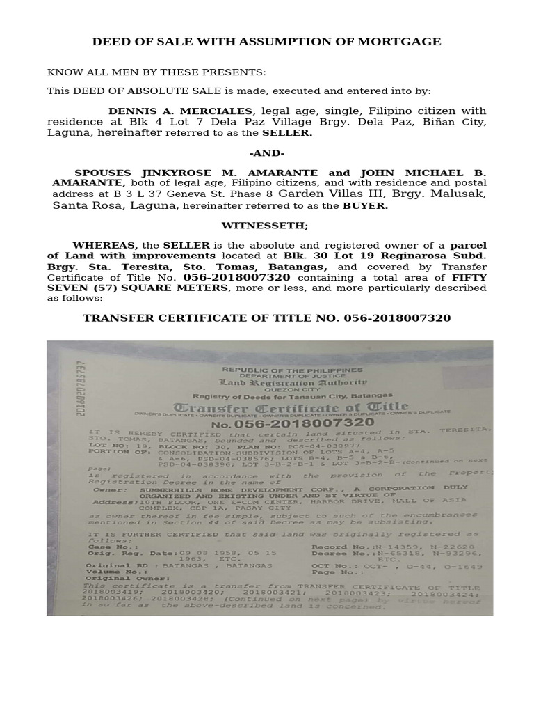 DOS - WITH ASSUMPTION - Jinky | PDF