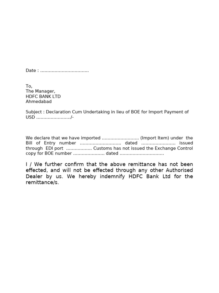 BOE Declaration 2 | PDF