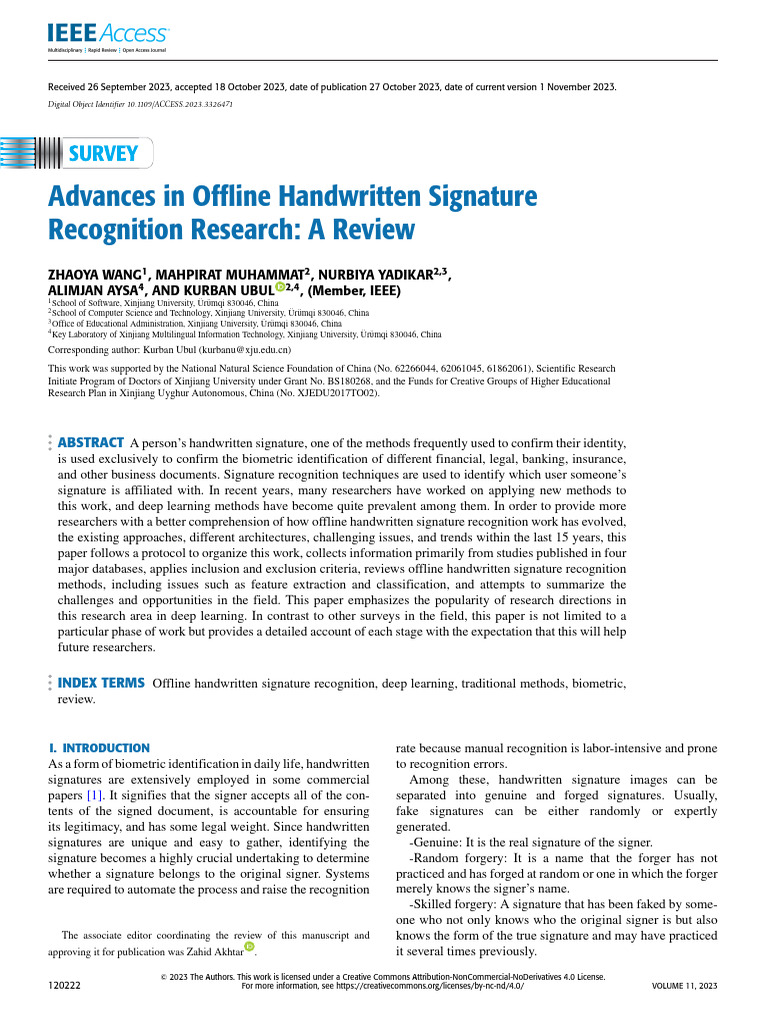 Advances In Offline Handwritten Signature Recognition Research A Review