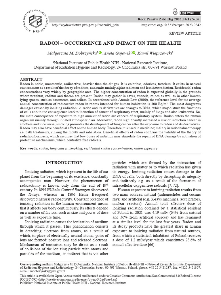 Radon Exposure and Health Risks | PDF | Ionizing Radiation | Radiation