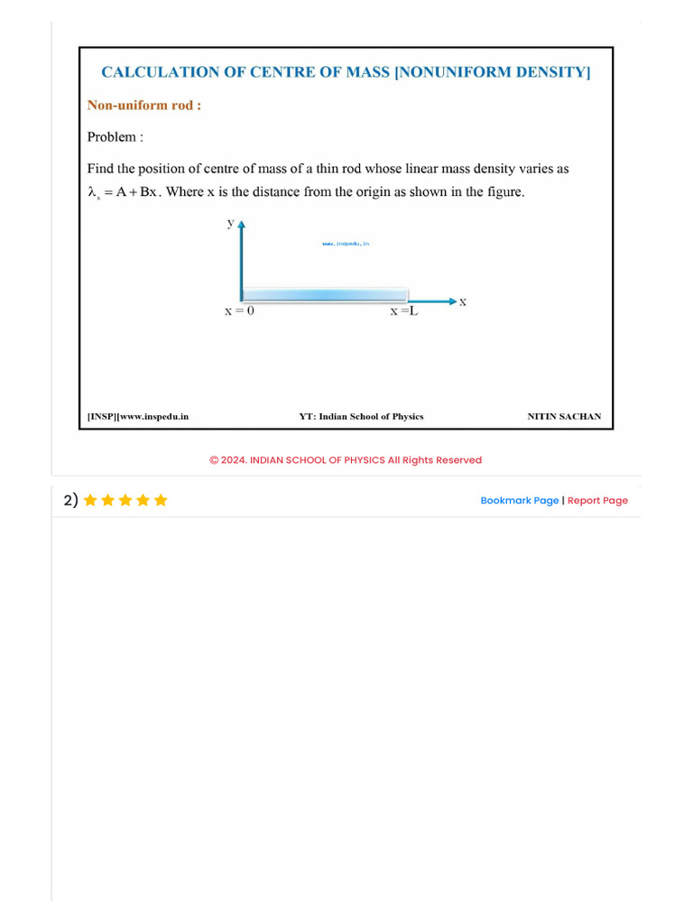 1.2) CALCULATION OF CENTRE OF MASS(NON-UNIFORM DENSITY) | PDF