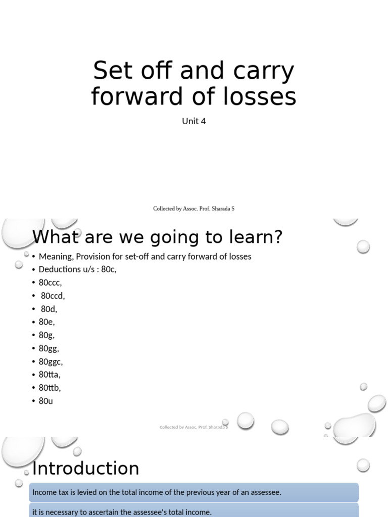 Set Off and Carry Forward | PDF