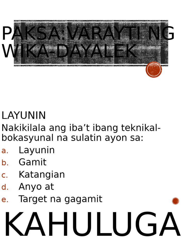 Varayti NG Wika - Dayalek | PDF