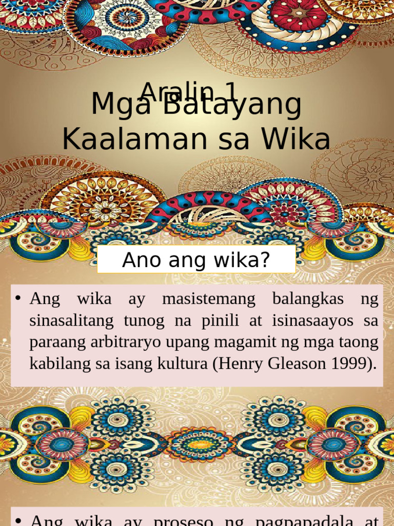 Mga Batayang Kaalaman Sa Wika | PDF