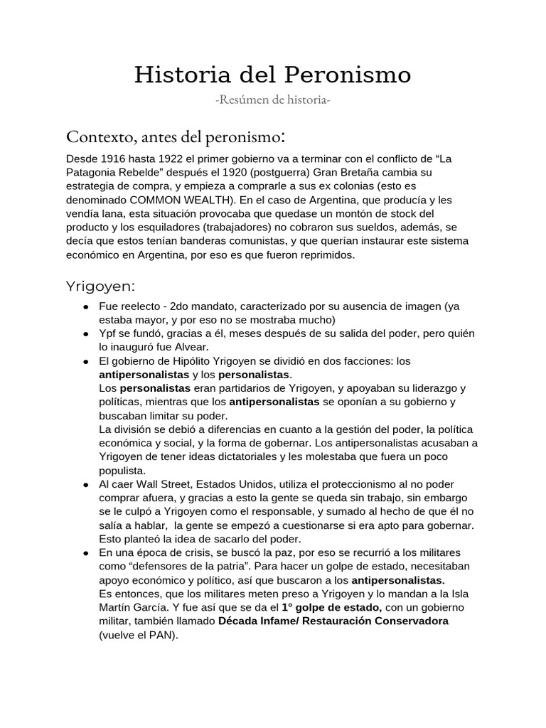 Historia Del Peronismo | PDF