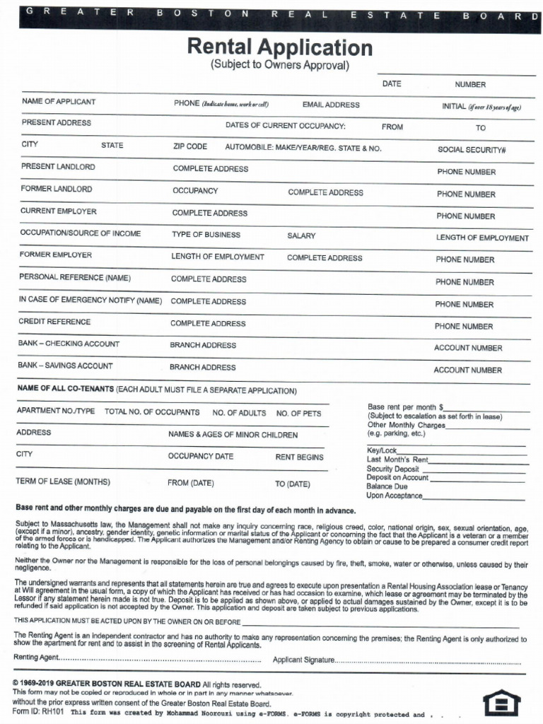 GBREB Rental Application Updated Form | PDF
