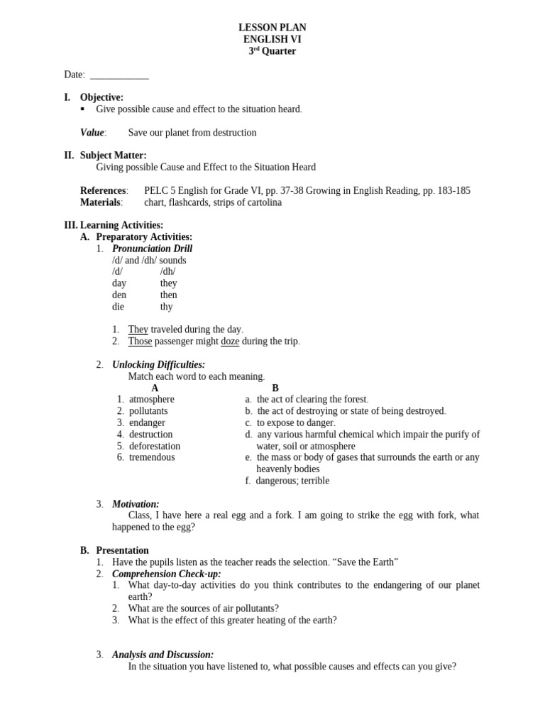 Grade 6 DLP Q3 English Part 1 | PDF