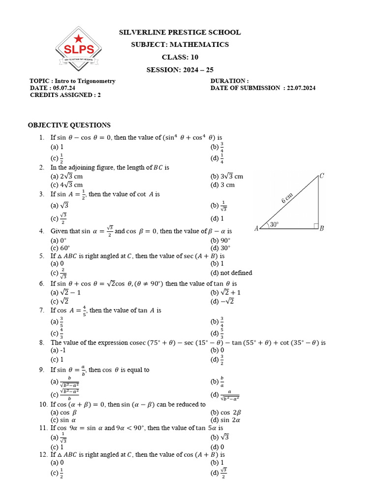 Trigonometry Ws | PDF