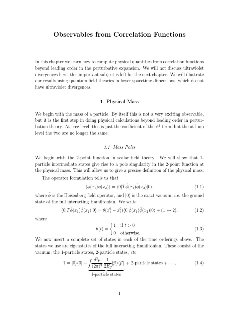 Observables From Correlation Functions | PDF