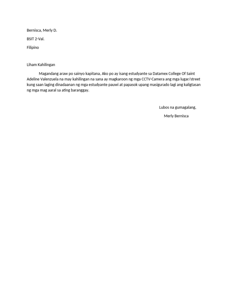 Liham Kahilingan | PDF