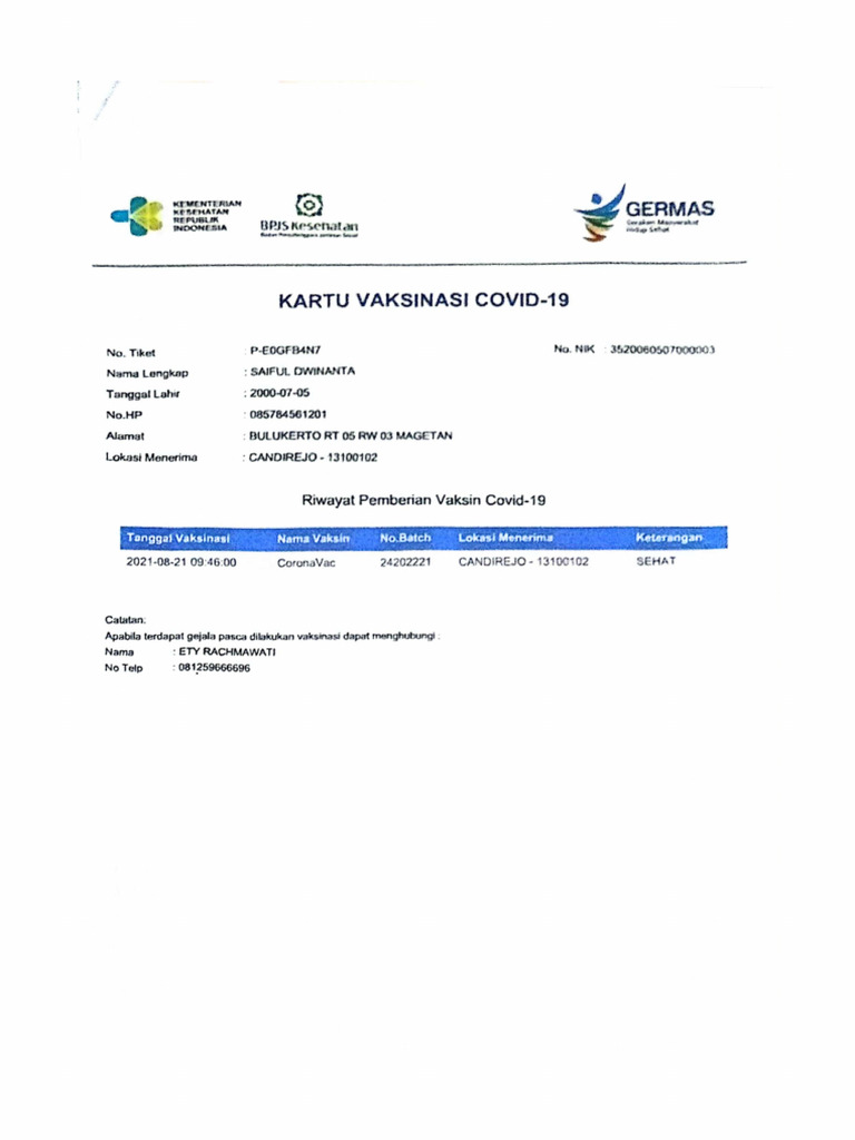 Sertifikat Vaksin 2 Pdf