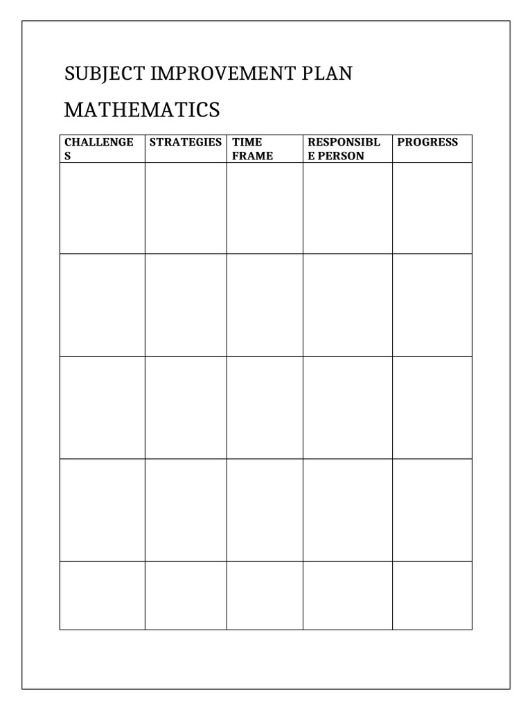 Subject Improvement Plan | PDF