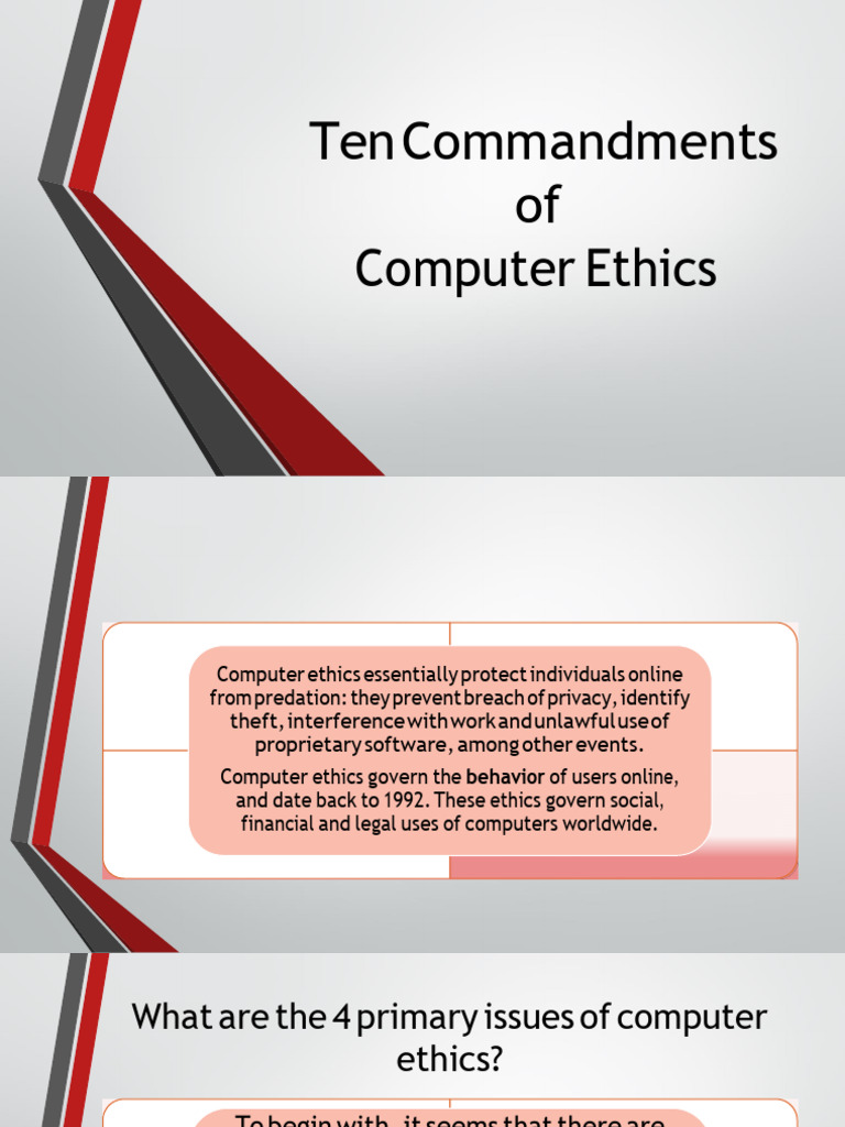 Ten Commandments of Computer Ethics 1 | PDF