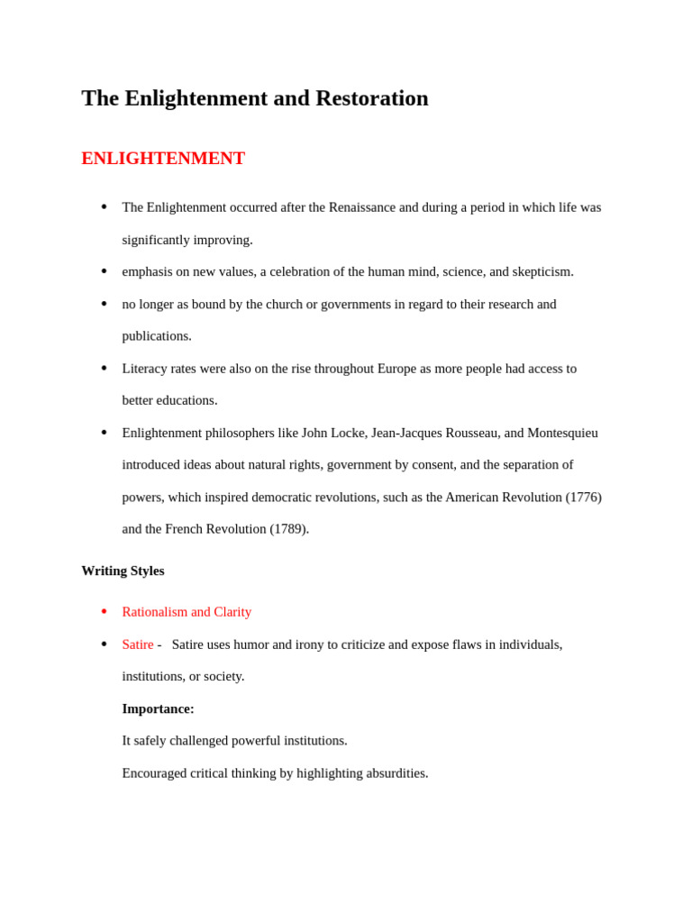 Enlightenment and Restoration | PDF | Age Of Enlightenment | Diary
