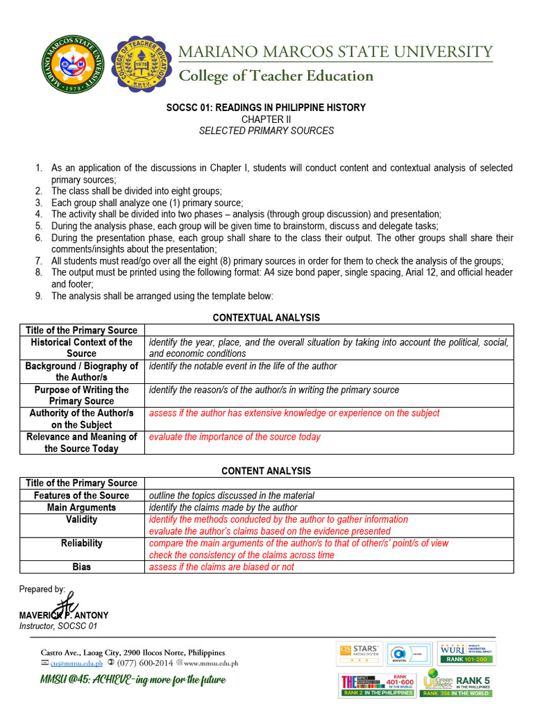 SOCSC 01 Activity On Content and Contextual Analysis | PDF