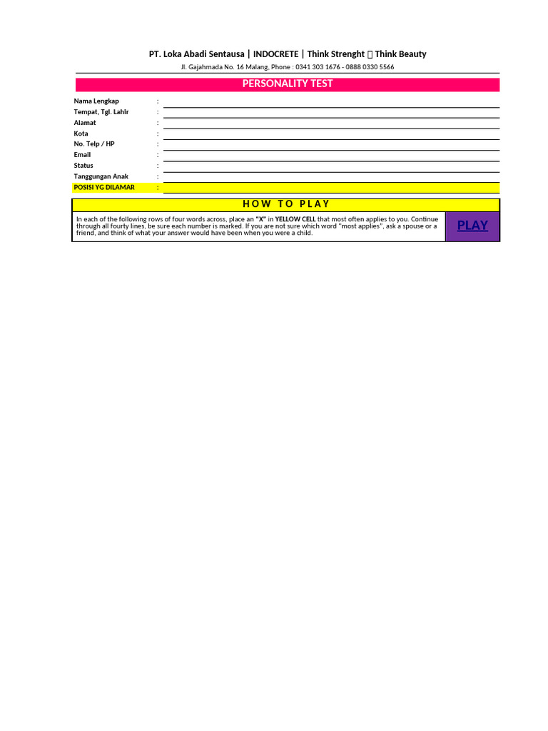 Personality Test | PDF