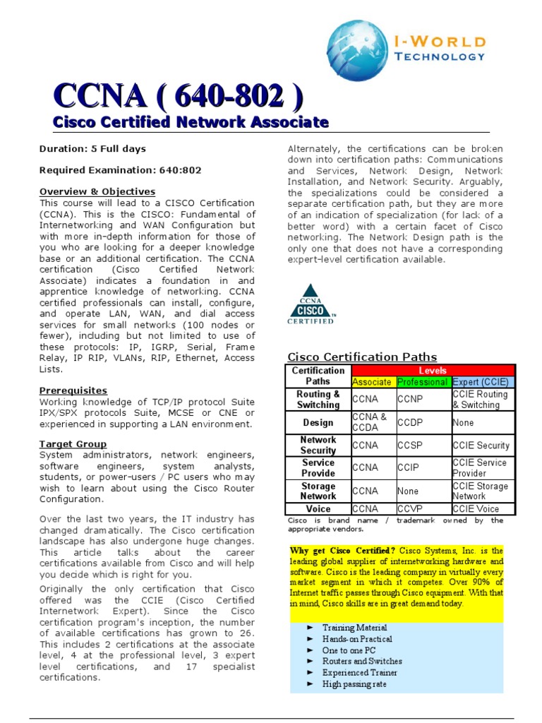 Ccna (640-802) | PDF | Cisco Certifications | Computer Network