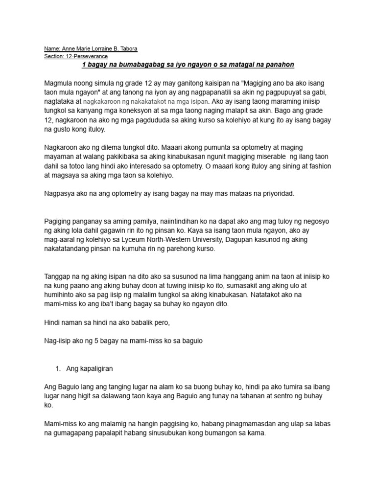 WW 01 - Pagsulat NG Teksto - Tabora | PDF