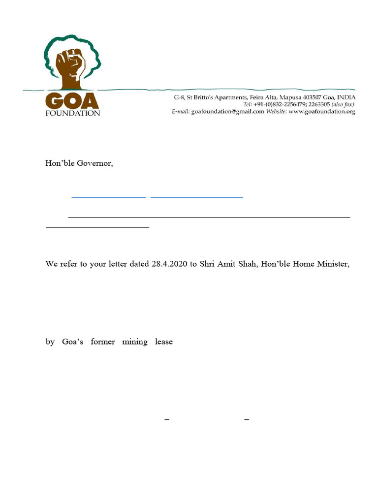 Goa-Foundation-letter-to-Goa-Governor | PDF