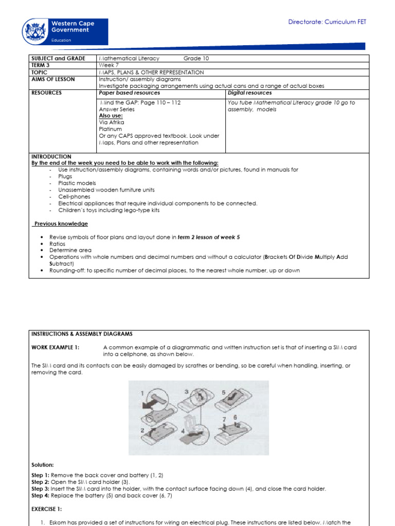 Mathematical Literacy Grade 10 Term 3 Week 7_2020 (1) | PDF